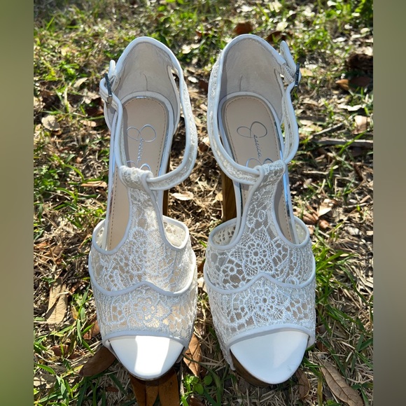 Jessica Simpson | Shoes | Jessica Simpson White Lace Platform Sandal ...